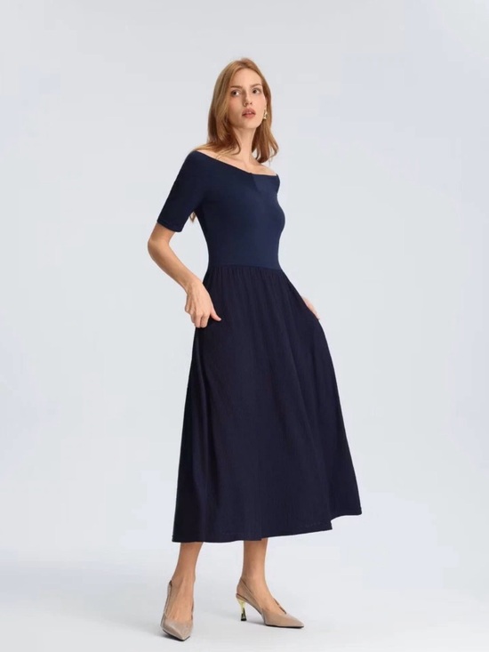 a new day | Dresses | A New Day Navy Offshoulder Midi Dress | Poshmark